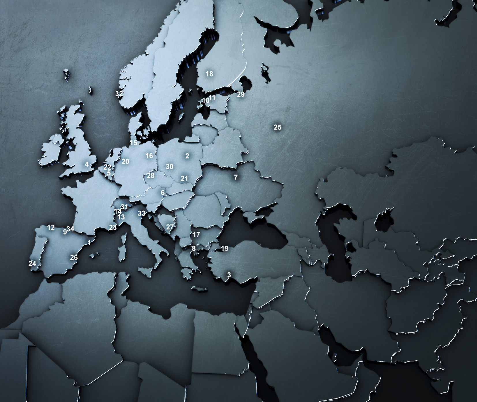 Metal Europe Map / Associates Peter Crowther - Projects - Debut Art